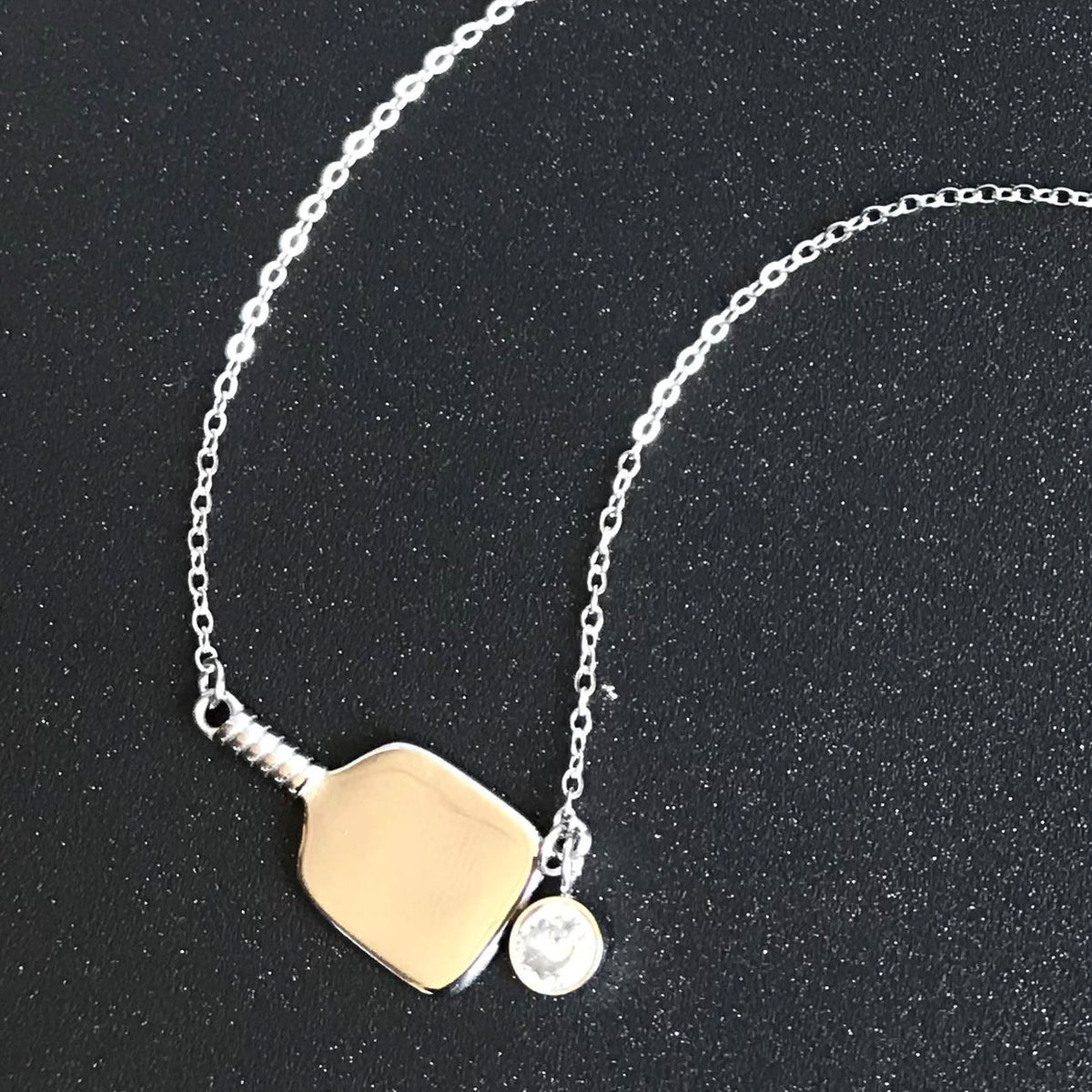 Silver Paddle Necklace w/ Cubic Zirconia Cystal – Thunderdome Pickleball
